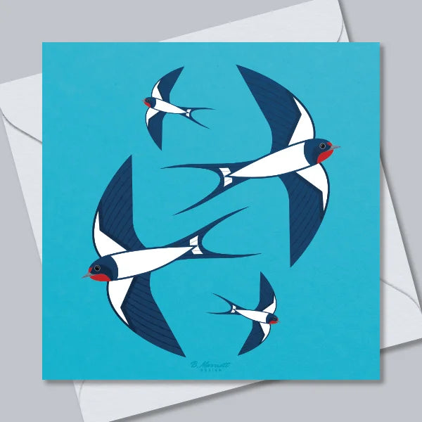 Swallows In The Sky | British Wildlife Greetings Card – B. Marriott ...